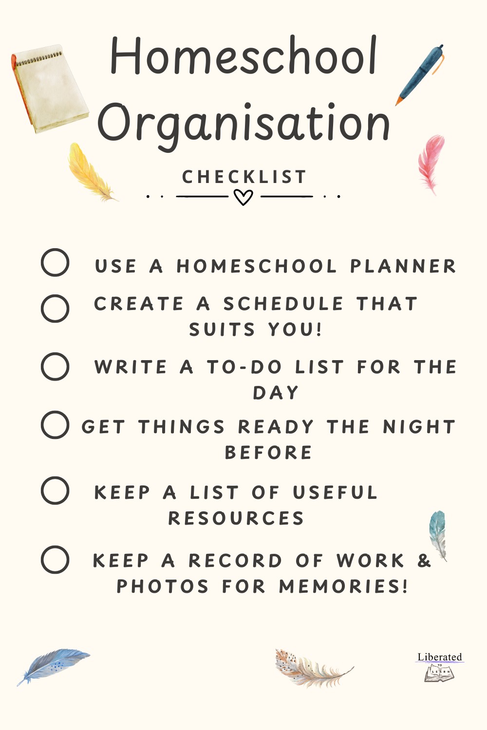 Home Ed/ Homeschool Checklists - Liberated to Learn